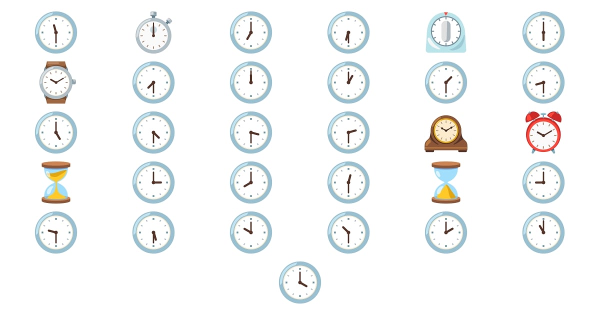 ⌛ Watches & Time Emojis 🕔 🕝 🕢 🕤 🕑 🕜 ⏰