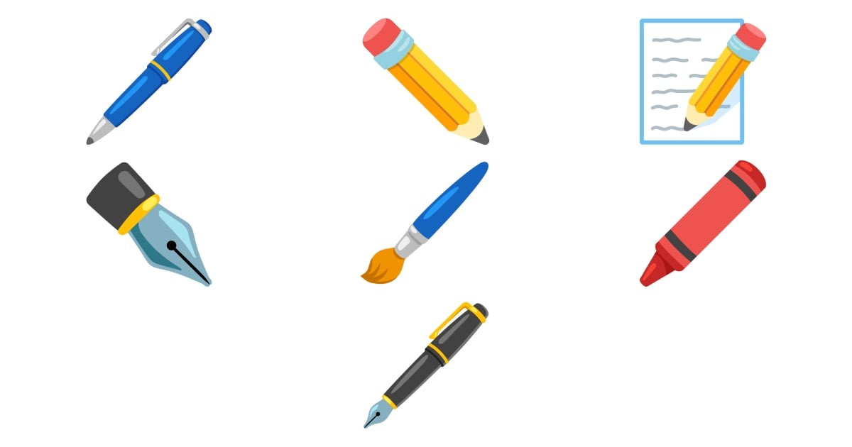 ️ Writing & Drawing Emojis 🖋️ 🖌️ ️ 🖊️ 📝 🖍️
