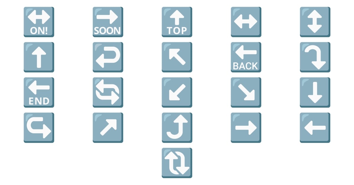 ⬆️ Arrows Emojis 🔙 ↩️ 🔛 ↪️ 🔜 ⤵️