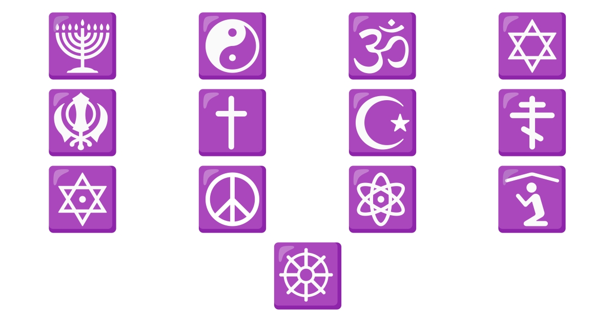 🛐 Religión Emojis 🔯 ️ 🕎 ⚛️ ☸️