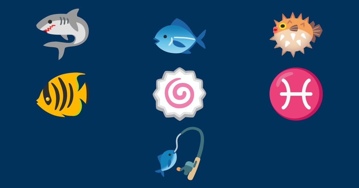 🐟 Fish Emojis 🐠 🐡 🦈 🍥 🎣 ♓