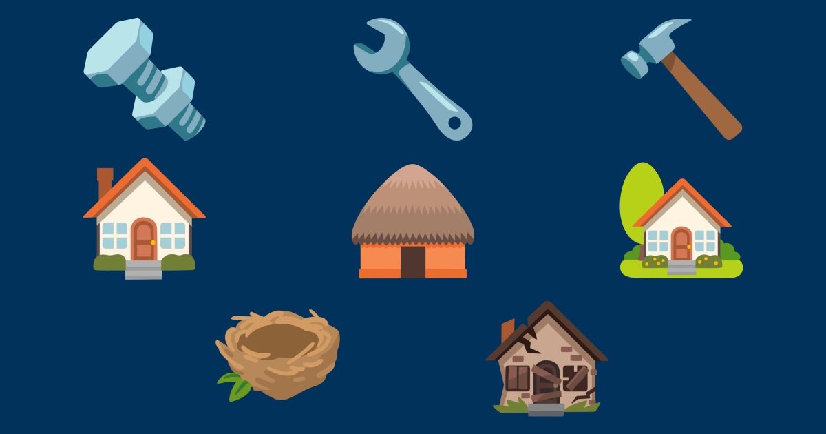 🪹 Home Emojis 🛖 🏚️ 🏠 🏡 🔨 🔧