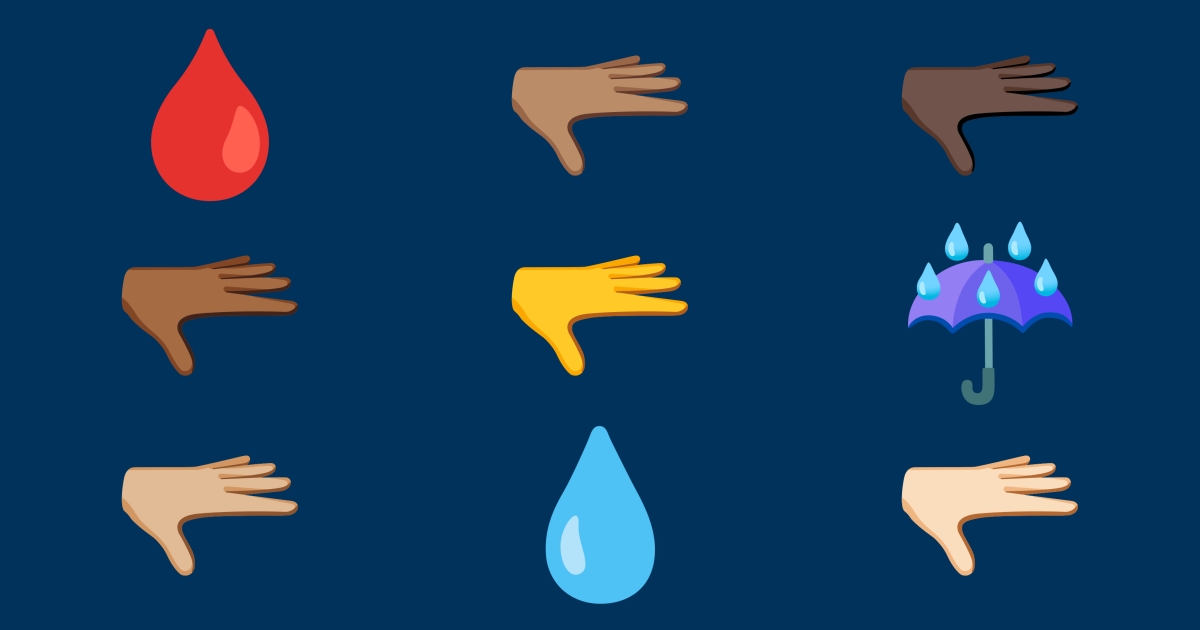 🫳 Drop Emojis ☔ 💧 🩸 🫳🏻 🫳🏼 🫳🏽