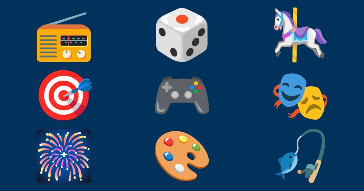 🎠 Entertainment Emojis 🎆 🎣 🎯 🎮 🎲 🎭