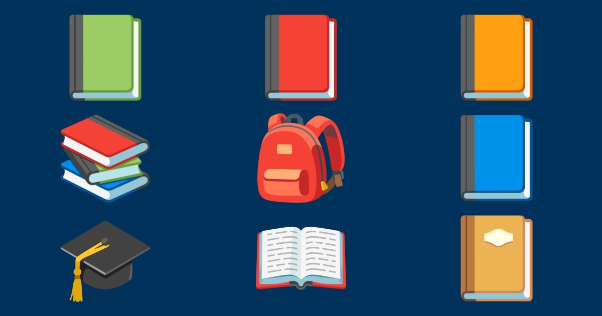 🎒 Education Emojis 🎓 📔 📕 📖 📗 📘