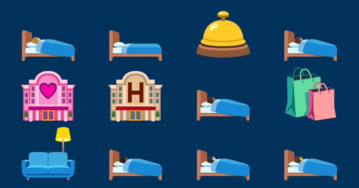 🛌 Hotel Emojis 🏨 🏩 🛎️ 🛍️ 🛏️ 🛋️