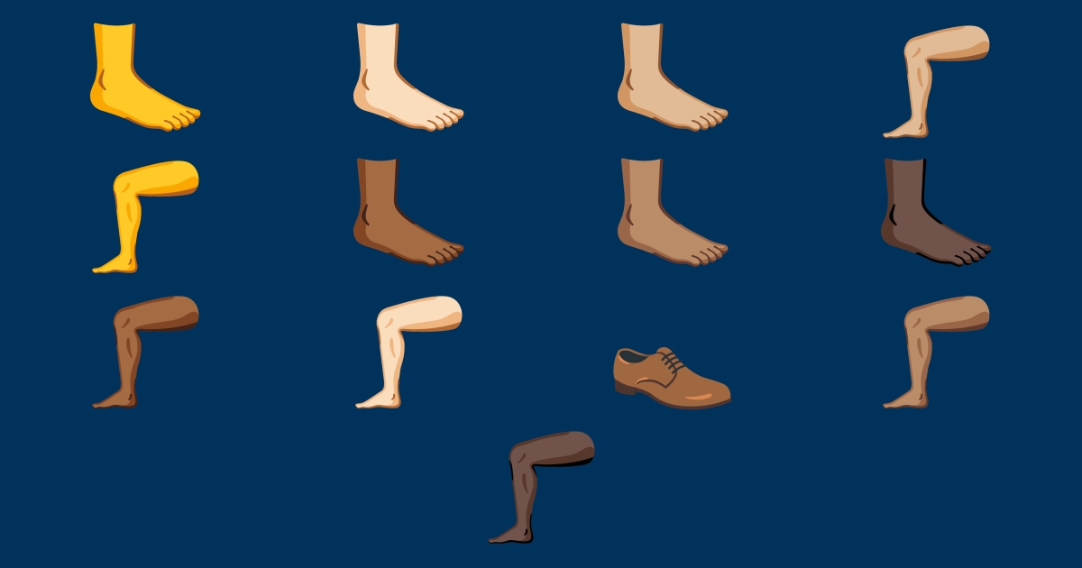 🦵 Foot Emojis 🦶 👞 🦵🏻 🦵🏼 🦵🏽 🦵🏾