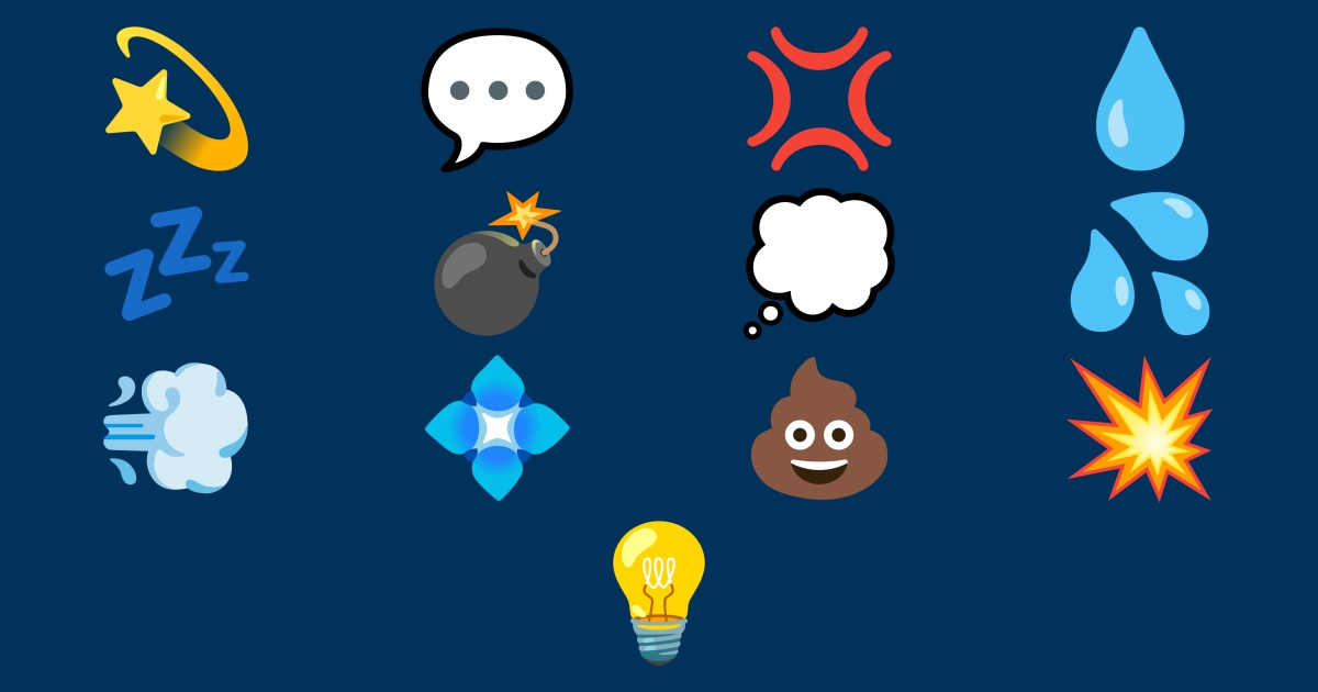 💩 Comic Emojis 💢 💥 💫 💦 💨 💬