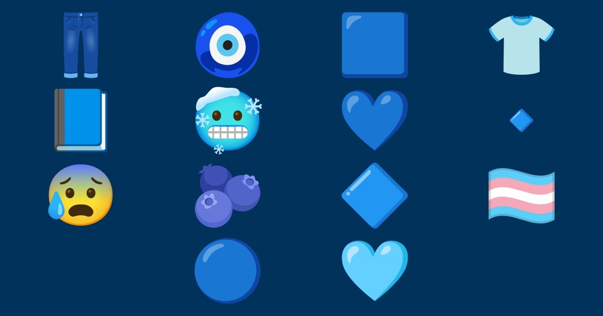 🥶 Blue Emojis 😰 💙 🩵 🫐 👕 👖