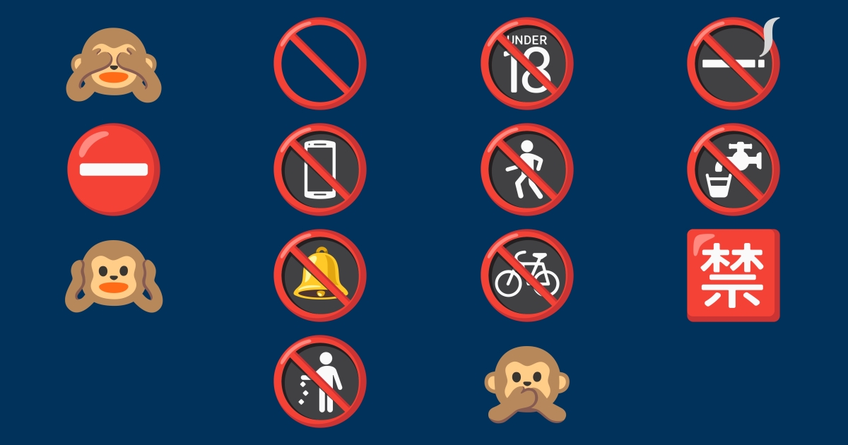 🙈 Prohibited Emojis 🙉 🙊 🔕 ⛔ 🚫 🚳