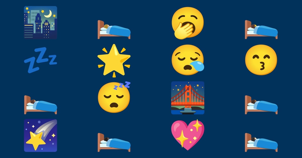 😙 Night Emojis 😪 😴 🥱 💖 💤 🛌