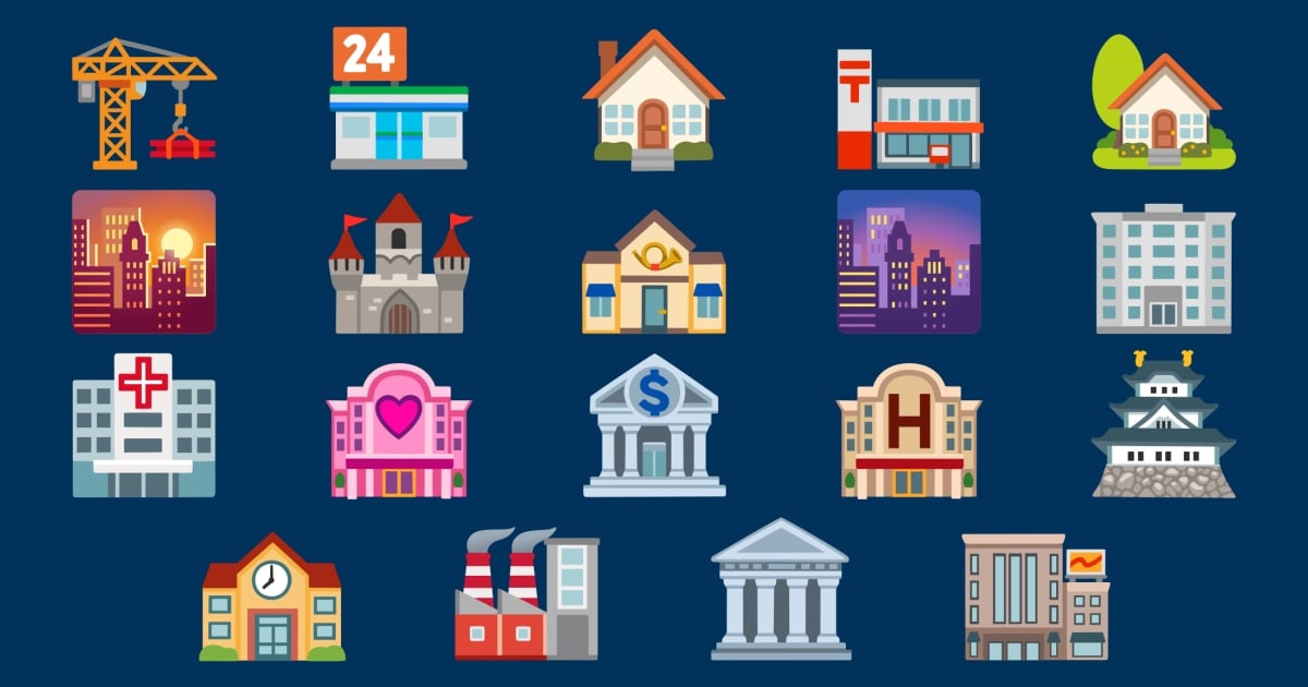 🏛️ Building Emojis 🏗️ 🏠 🏡 🏢 🏣 🏤
