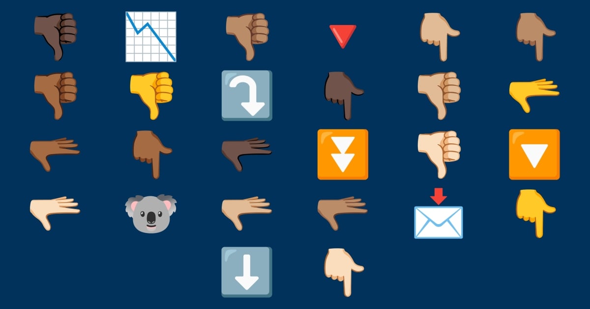 🫳 Down Emojis 👇 👎 🐨 📩 📉 ⬇️