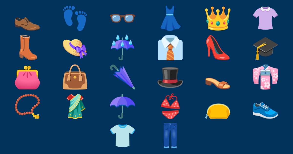 👣 Clothing Emojis 🌂 ☂️ ☔ 👓 👔 👕