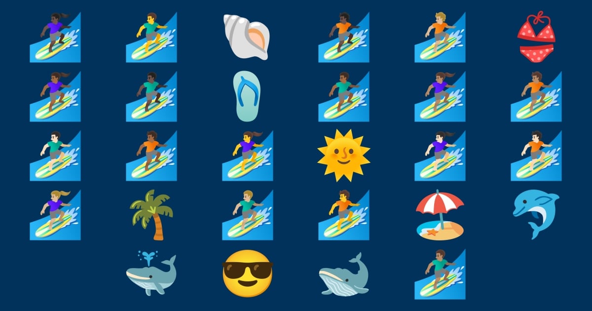 😎 Beach Emojis 🏄 🏄‍♂️ 🏄‍♀️ 🐳 🐋 🐬