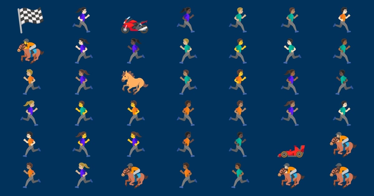 🏃 Racing Emojis 🏃‍♂️ 🏃‍♀️ 🏃‍ ️ 🏃‍♀️‍ ️ 🏃‍♂️‍ ️ 🏇