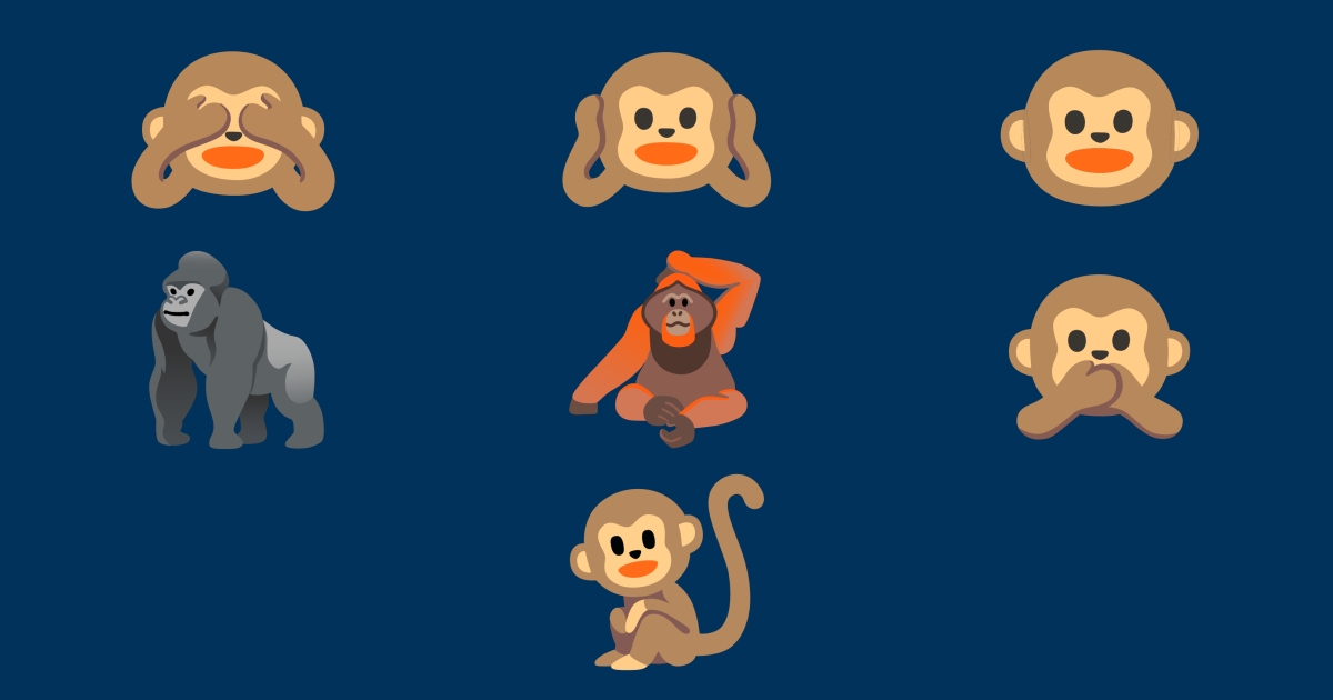 🙈 Affe Emojis 🙉 🙊 🐵 🐒 🦍 🦧
