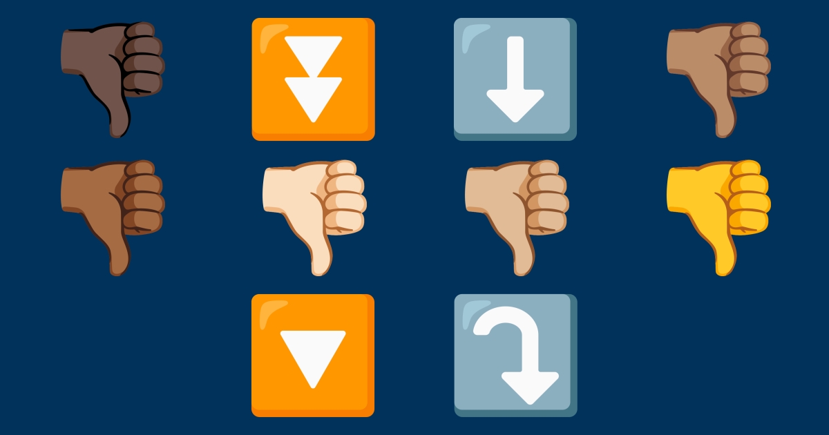 👎 nach unten Emojis ⬇️ ⤵️ 🔽 ⏬ 👎🏻 👎🏼