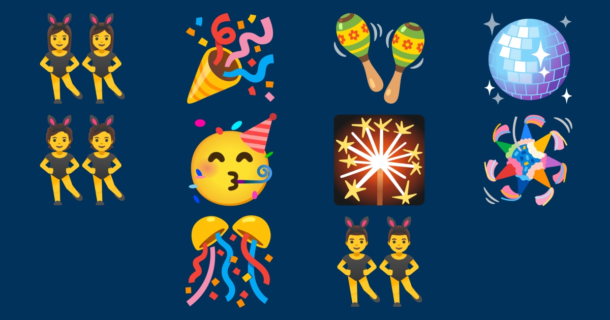 🥳 Party Emojis 👯 👯‍♂️ 👯‍♀️ 🎇 🎉 🎊