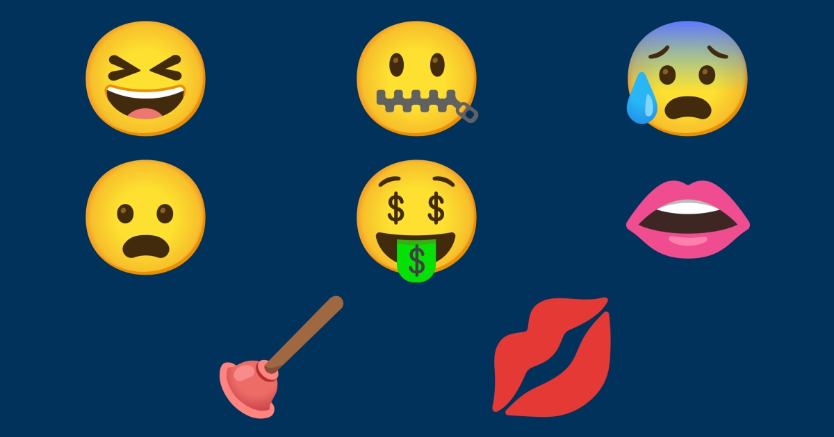 😆 Bouché Emojis 🤑 🤐 😦 😰 💋 👄