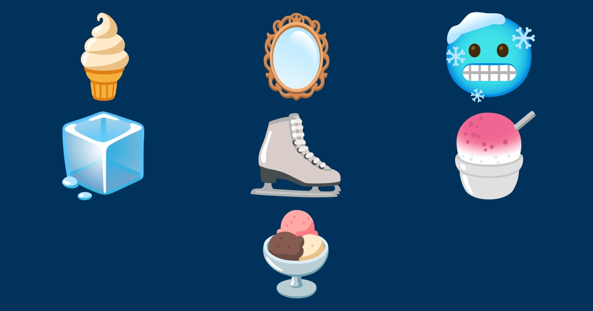 🥶 Glacé Emojis 🍦 🍧 🍨 🧊 ⛸️ 🪞