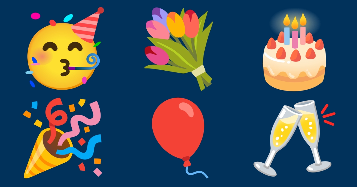 🥳 Compleanno Emoji 💐 🎂 🥂 🎈 🎉