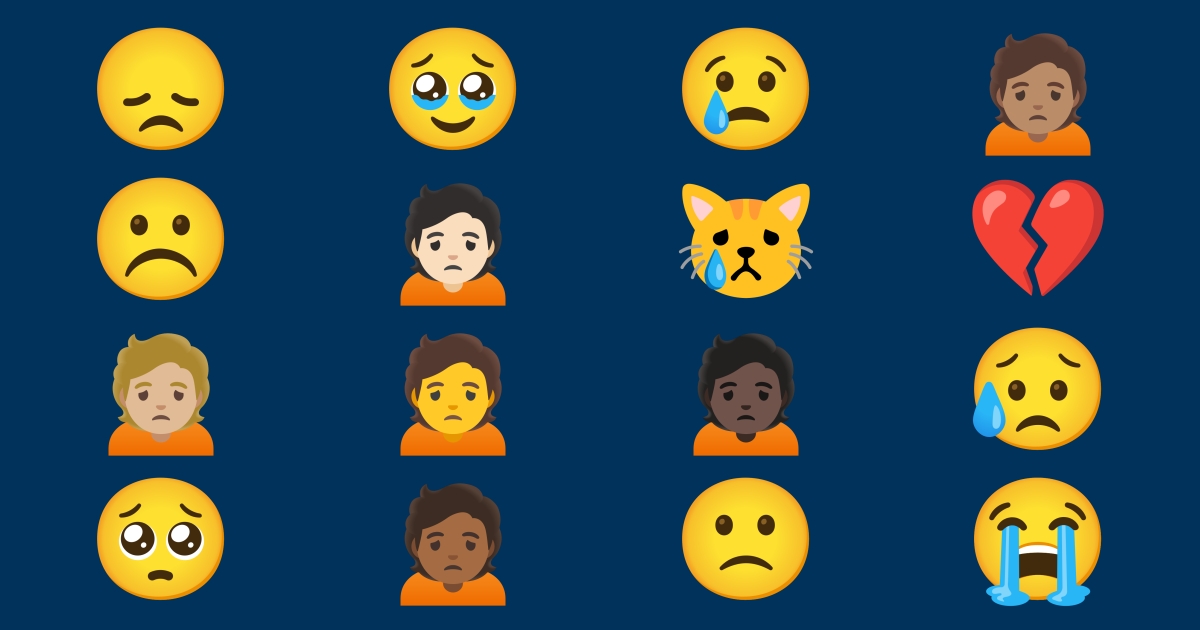 🙁 Triste Emojis ☹️ 🥺 🥹 😥 😢 😭