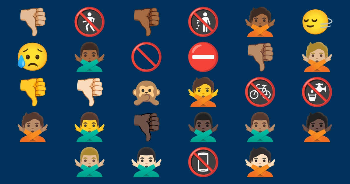 🙂‍↔️ Não Emojis 😥 🙊 👎 🙅 🙅‍♂️ ⛔