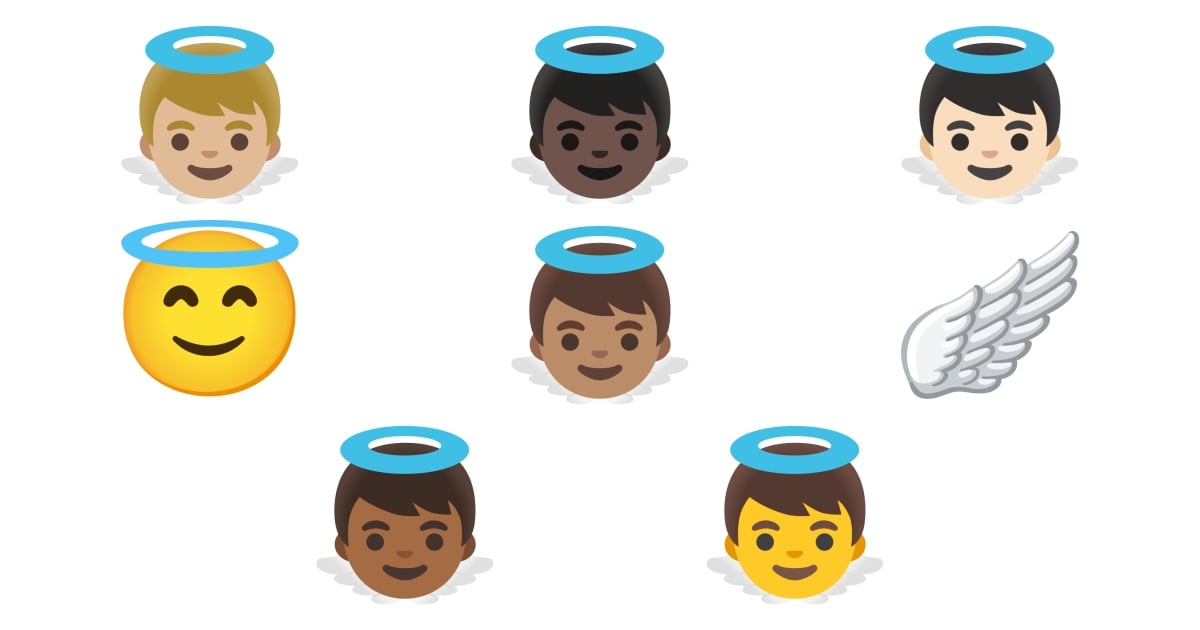 😇 Angel Emojis 👼 🪽 👼🏻 👼🏼 👼🏽 👼🏾
