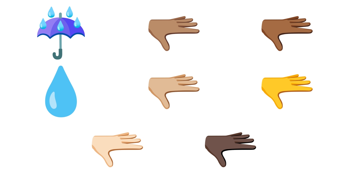 🫳 Drop Emojis ☔ 💧 🫳🏻 🫳🏼 🫳🏽 🫳🏾