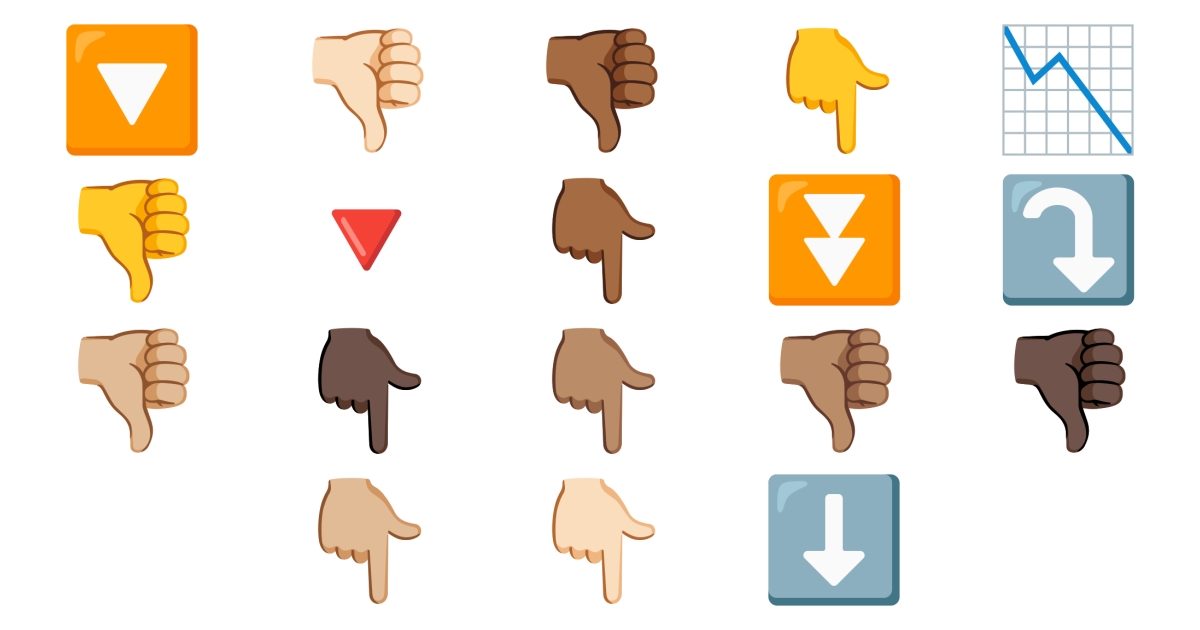 👇 Down Emojis 👎 📉 ⬇️ ⤵️ 🔽 ⏬