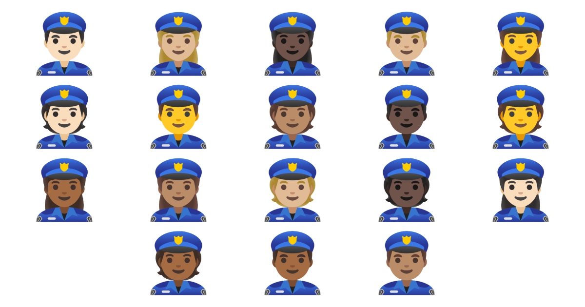 👮 Cop Emojis 👮‍♂️ 👮‍♀️ 👮🏻 👮🏼 👮🏽 👮🏾