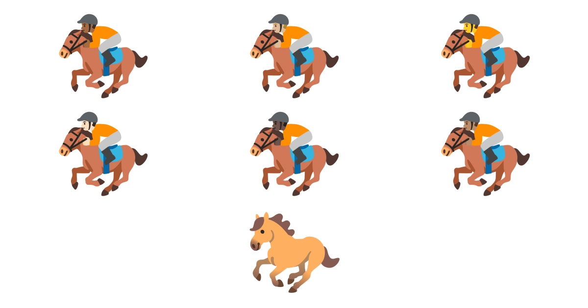 🏇 Racehorse Emojis 🐎 🏇🏻 🏇🏼 🏇🏽 🏇🏾 🏇🏿