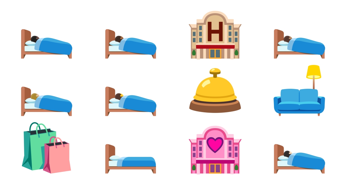 🛌 Hotel Emojis 🏨 🏩 🛎️ 🛍️ 🛏️ 🛋️