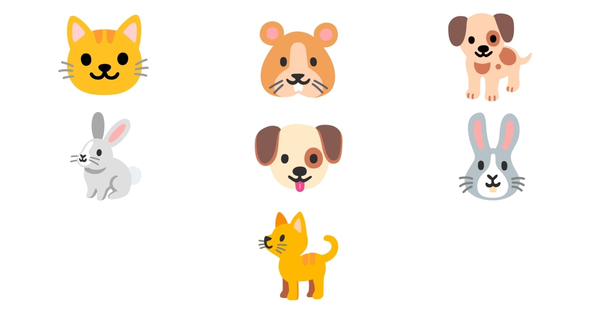 🐶 Pet Emojis 🐕 🐱 🐈 🐹 🐰 🐇