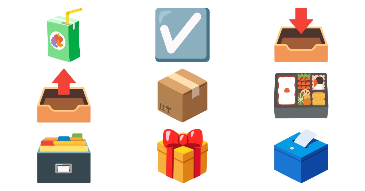 🍱 Box Emojis 🧃 🎁 📤 📥 📦 🗳️