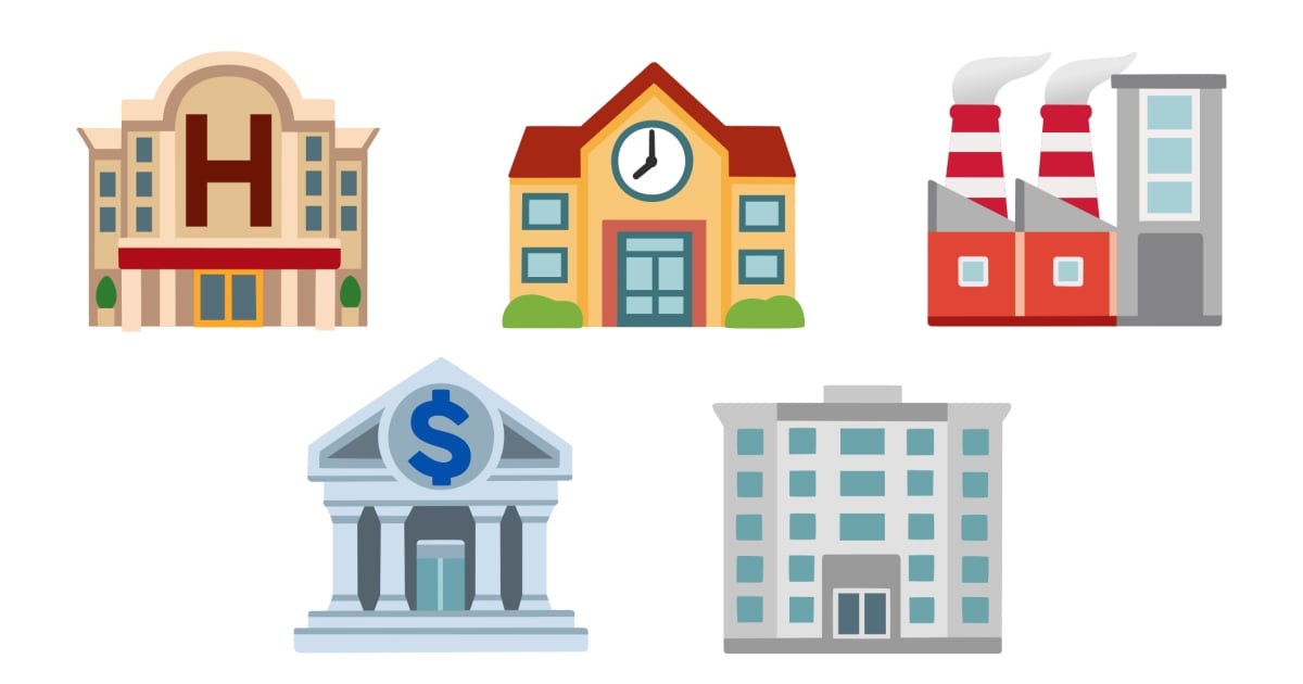 🏢 Building Emojis 🏦 🏨 🏫 🏭