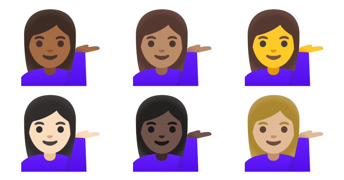 💁‍♀️ Infoschalter-Mitarbeiterin Emojis 💁🏻‍♀️ 💁🏼‍♀️ 💁🏽‍♀️ 💁🏾‍♀️ 💁🏿‍♀️