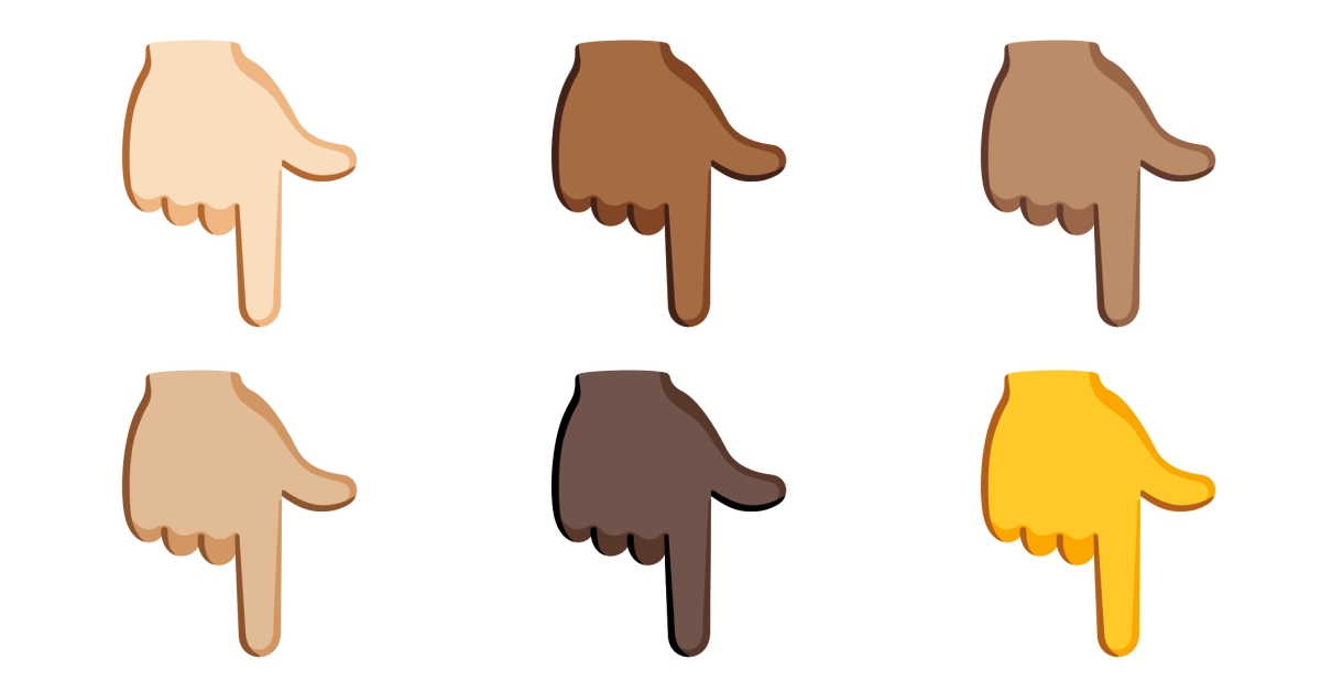 👇 Main Avec Index Pointant Vers Le Bas Emojis 👇🏻 👇🏼 👇🏽 👇🏾 👇🏿