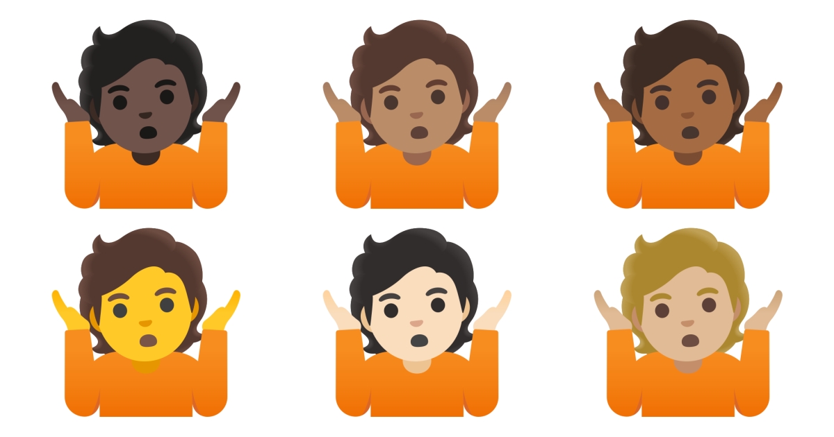 🤷 Doute Emojis 🤷🏻 🤷🏼 🤷🏽 🤷🏾 🤷🏿