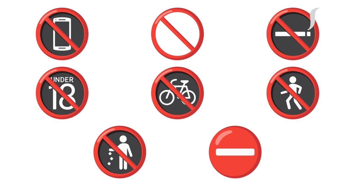 ⛔ Interdiction Emojis 🚫 🚳 🚭 🚯 🚷 📵