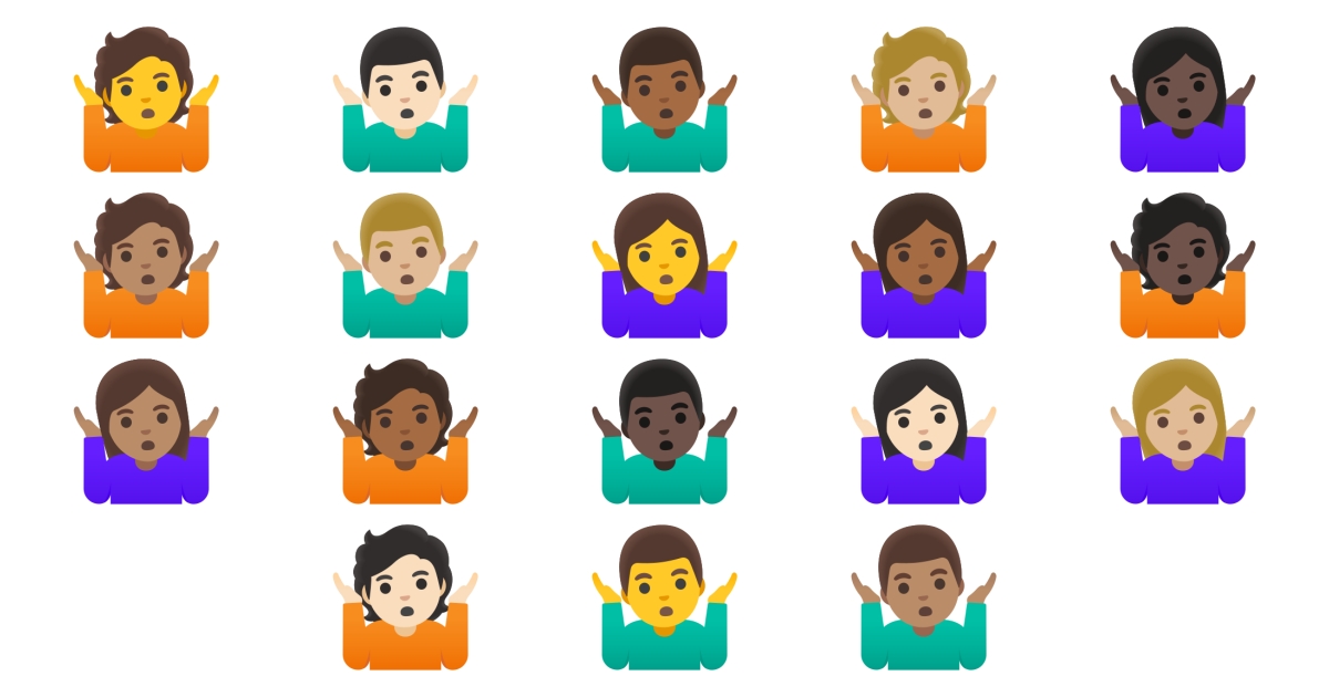 🤷 Indifferenza Emoji 🤷‍♂️ 🤷‍♀️ 🤷🏻 🤷🏼 🤷🏽 🤷🏾