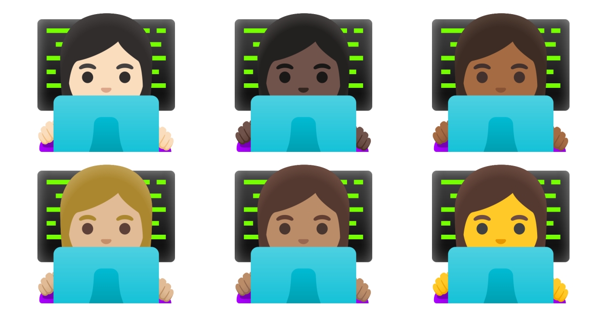 👩‍💻 Programmatrice Emoji 👩🏻‍💻 👩🏼‍💻 👩🏽‍💻 👩🏾‍💻 👩🏿‍💻