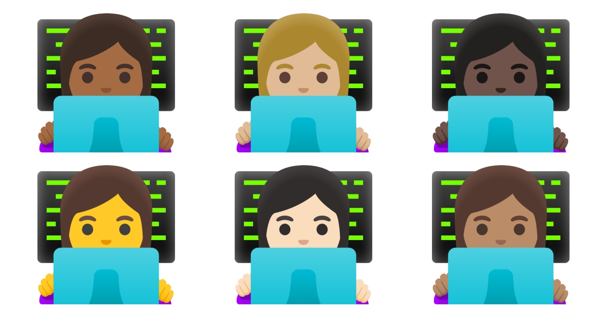 👩‍💻 Tecnologa Emoji 👩🏻‍💻 👩🏼‍💻 👩🏽‍💻 👩🏾‍💻 👩🏿‍💻