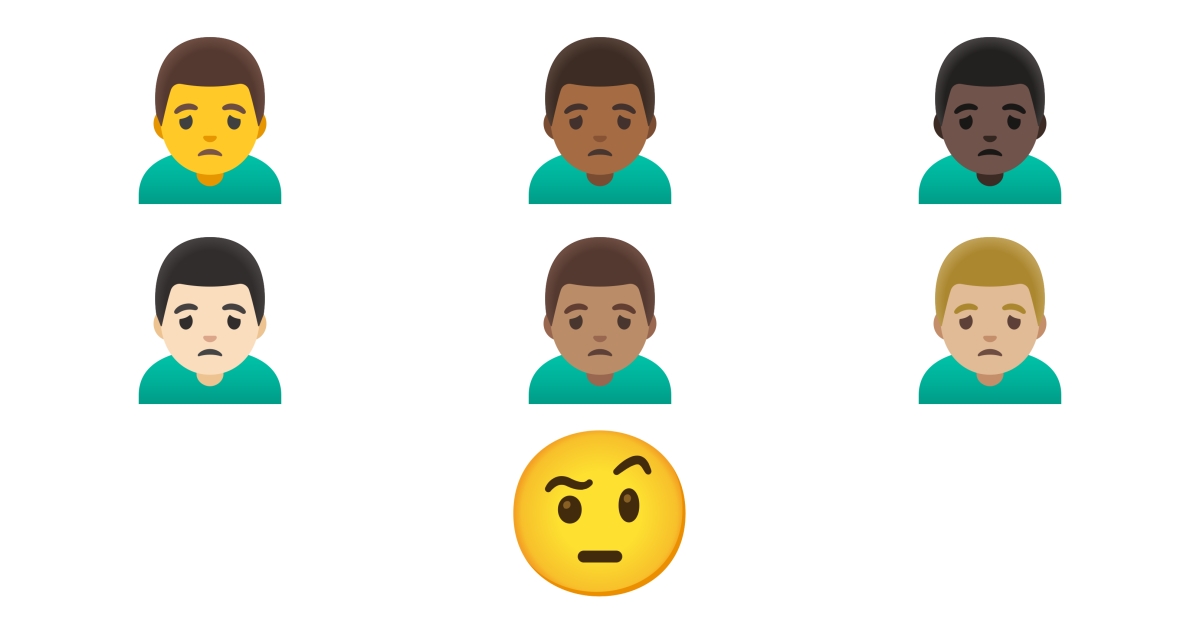 🤨 Desconfiado Emojis 🙍‍♂️ 🙍🏻‍♂️ 🙍🏼‍♂️ 🙍🏽‍♂️ 🙍🏾‍♂️ 🙍🏿‍♂️
