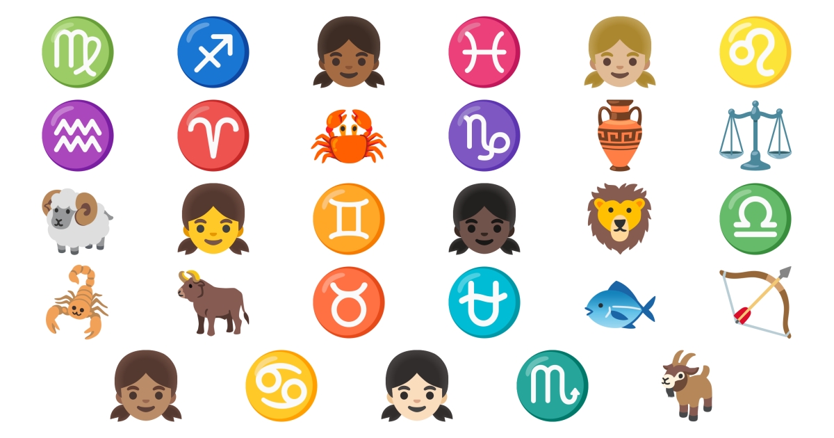 👧 Zodiaco Emojis 🦁 🐂 🐏 🐐 🐟 🦂
