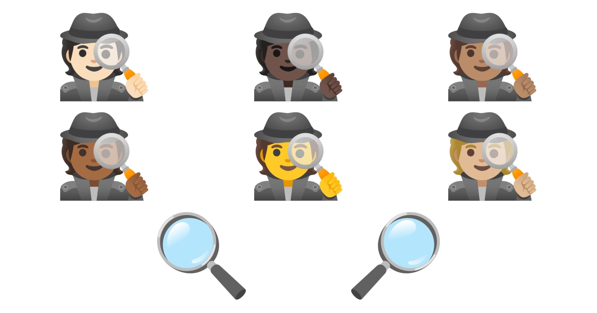 🕵️ Lupa Emojis 🔍 🔎 🕵🏻 🕵🏼 🕵🏽 🕵🏾