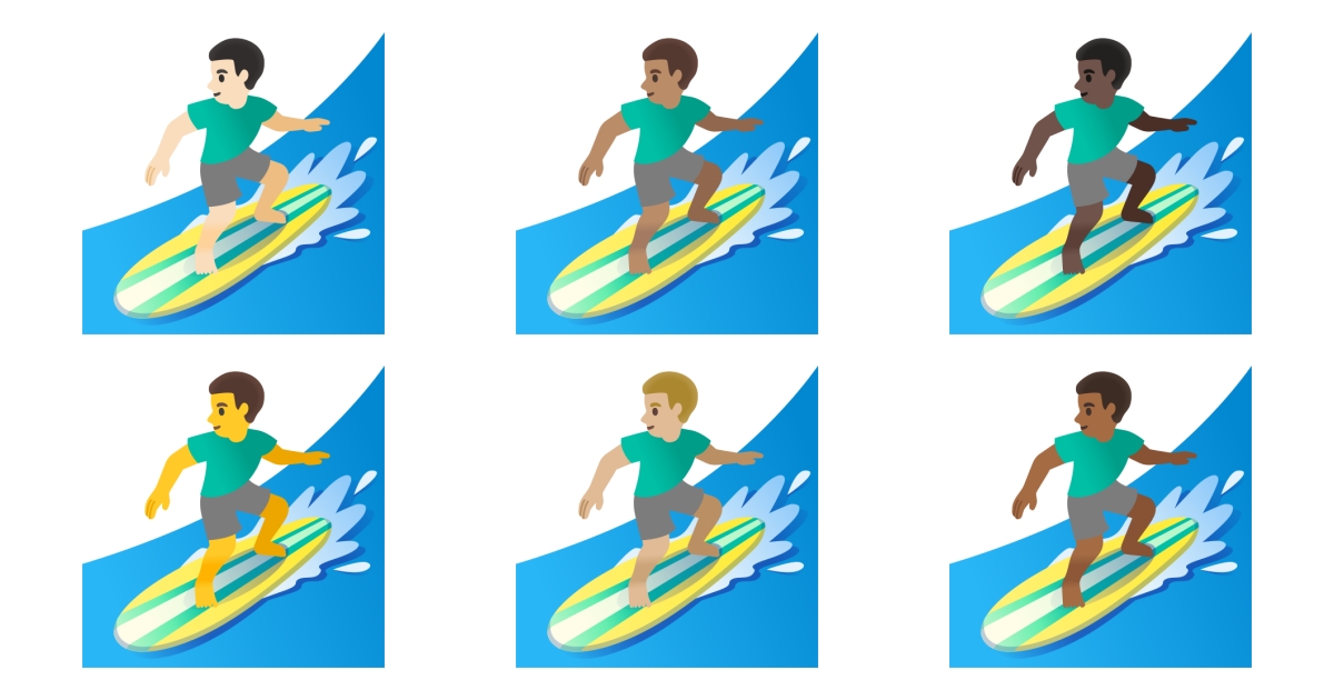 🏄‍♂️ Surfero Emojis 🏄🏻‍♂️ 🏄🏼‍♂️ 🏄🏽‍♂️ 🏄🏾‍♂️ 🏄🏿‍♂️