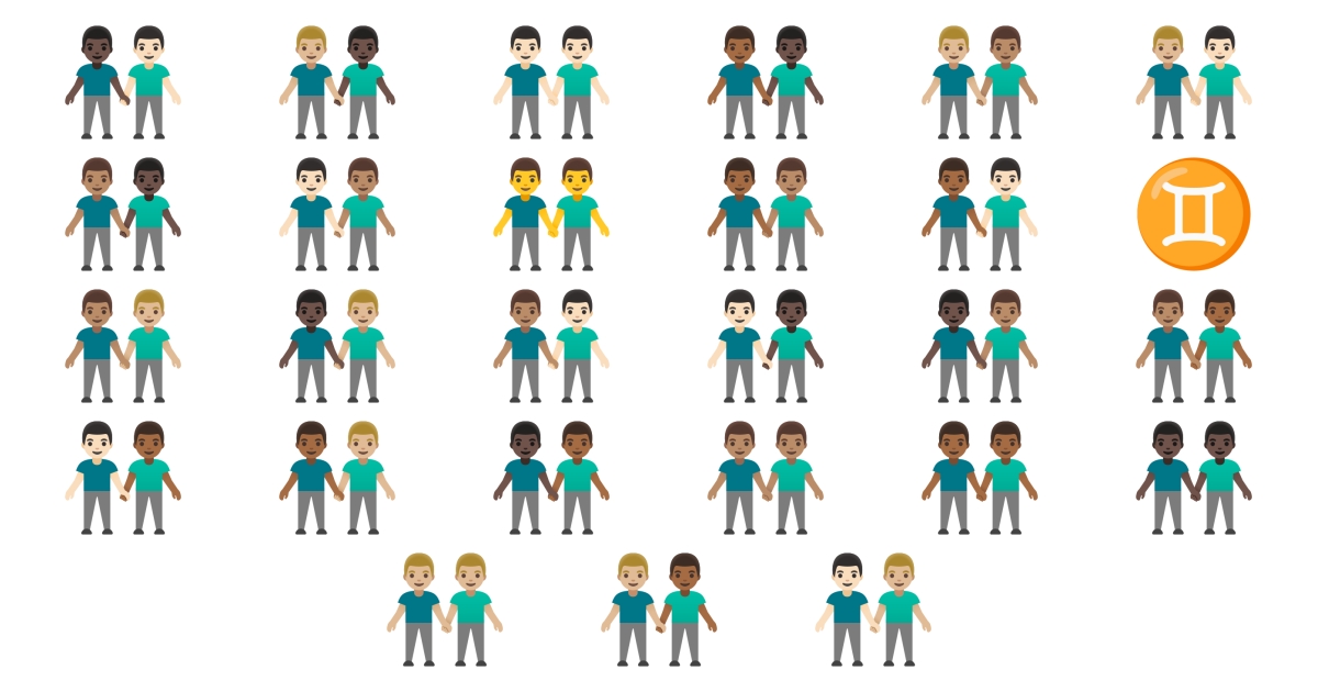 👬 Gemelos Emojis ♊ 👬🏻 👨🏻‍🤝‍👨🏼 👨🏻‍🤝‍👨🏽 👨🏻‍🤝‍👨🏾 👨🏻‍🤝‍👨🏿
