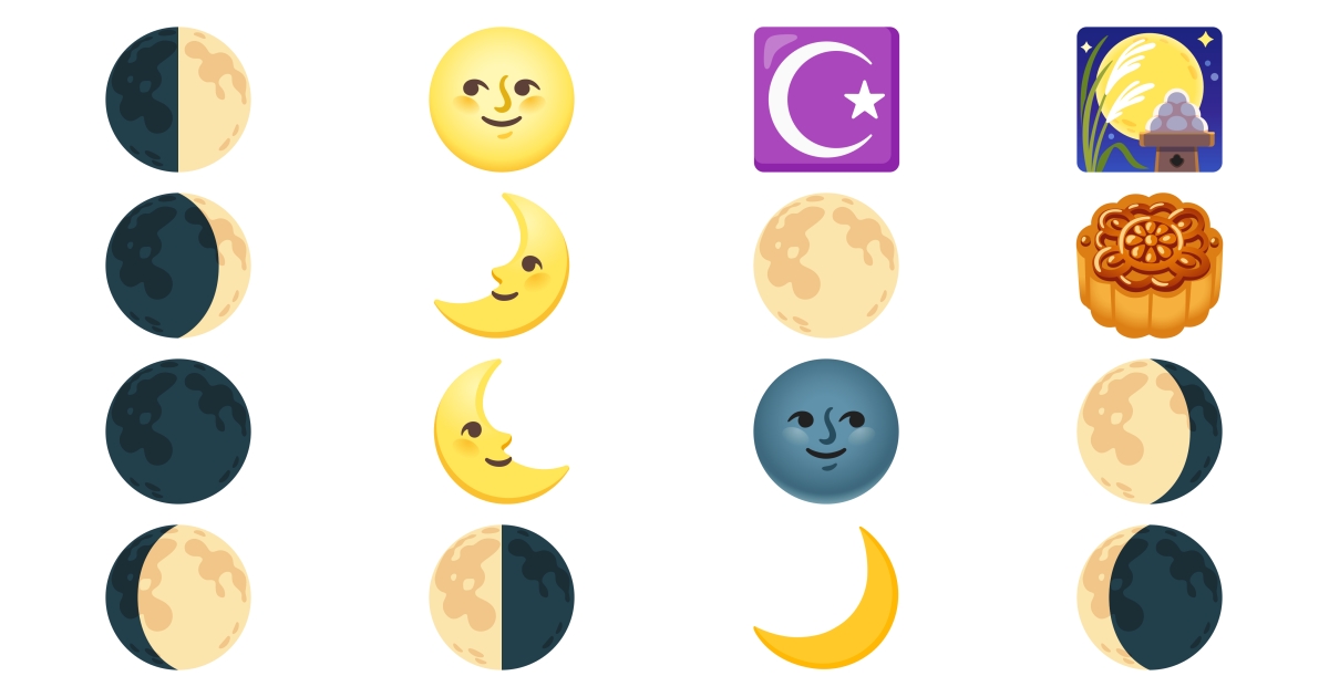 🥮 Luna Emojis 🌑 🌒 🌓 🌔 🌕 🌖